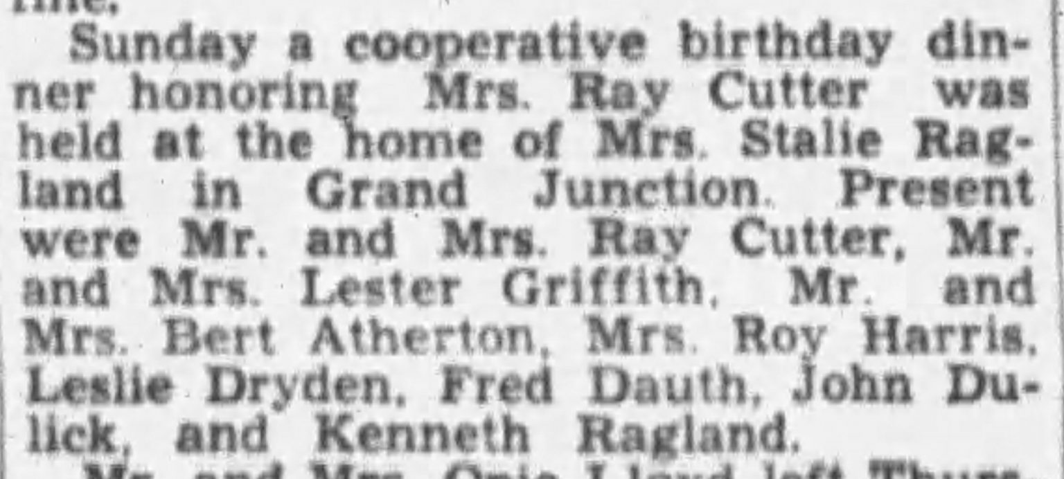 1948-04-18 - The Daily Sentinel - Fred Dauth Visiting Ray Cutter Family ...