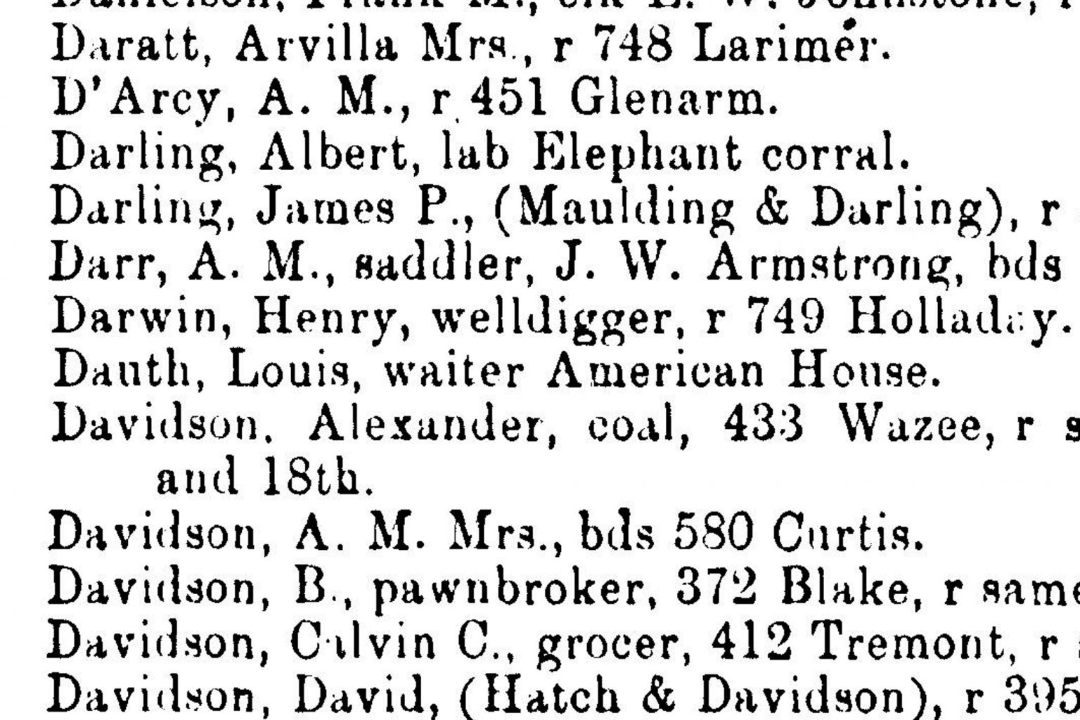 1875 - Denver Directory - Entry For Louis Dauth - Dauth Family Archive