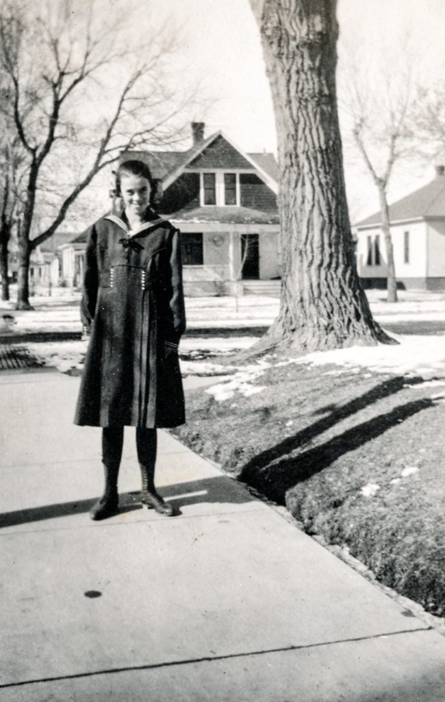 Circa 1915 - Elizabeth Dauth on Sidewalk - Dauth Family Archive