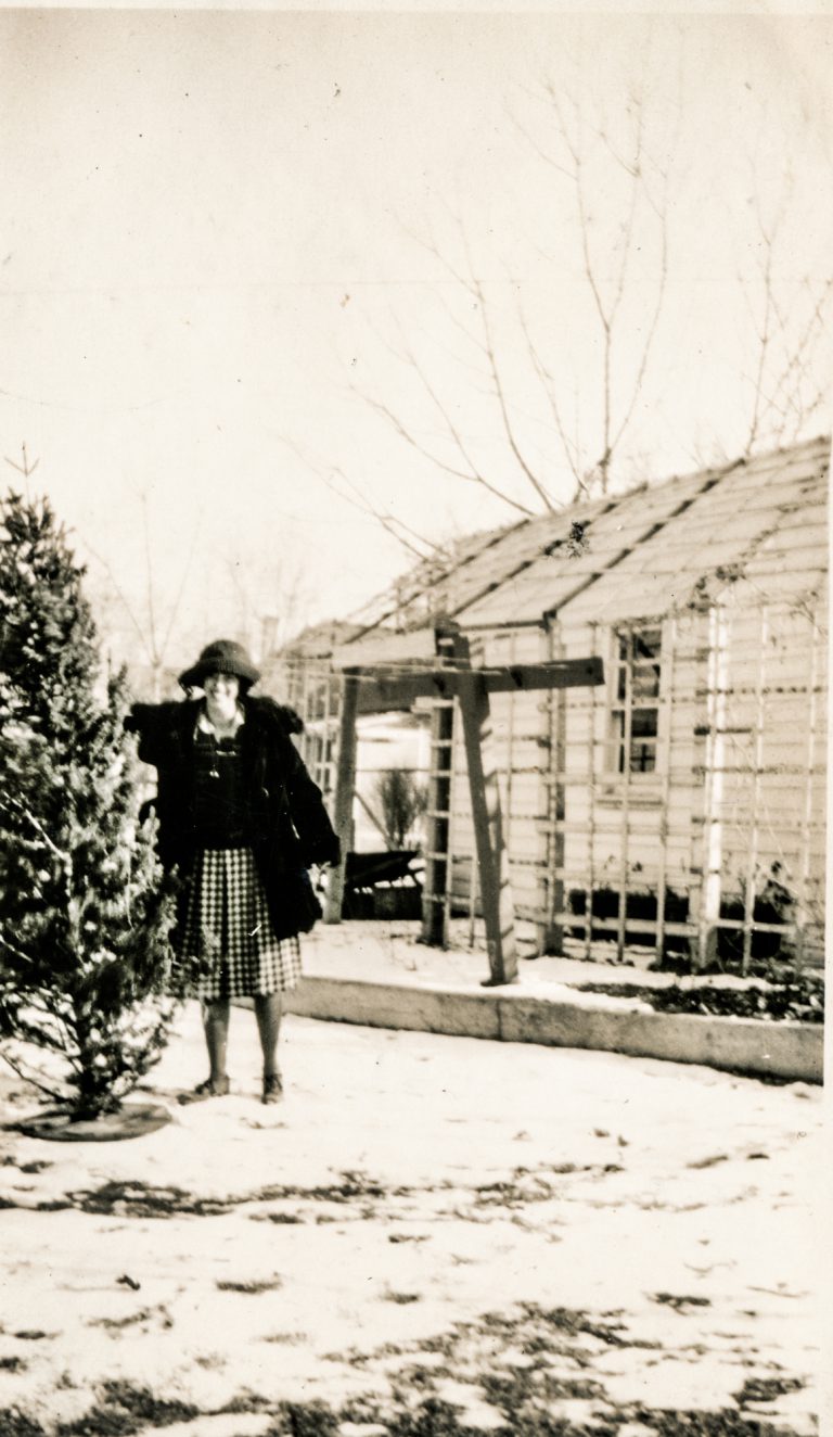 Circa 1923 - Elizabeth Dauth With Christmas Tree - Dauth Family Archive
